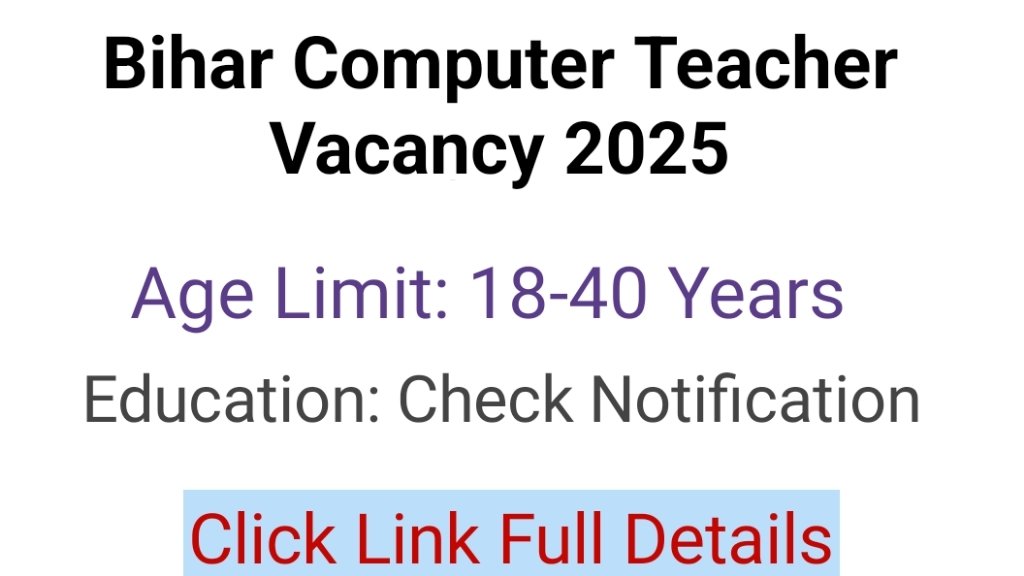 Bihar Computer Teacher Requirement 2025 Apply Online, Notification ...